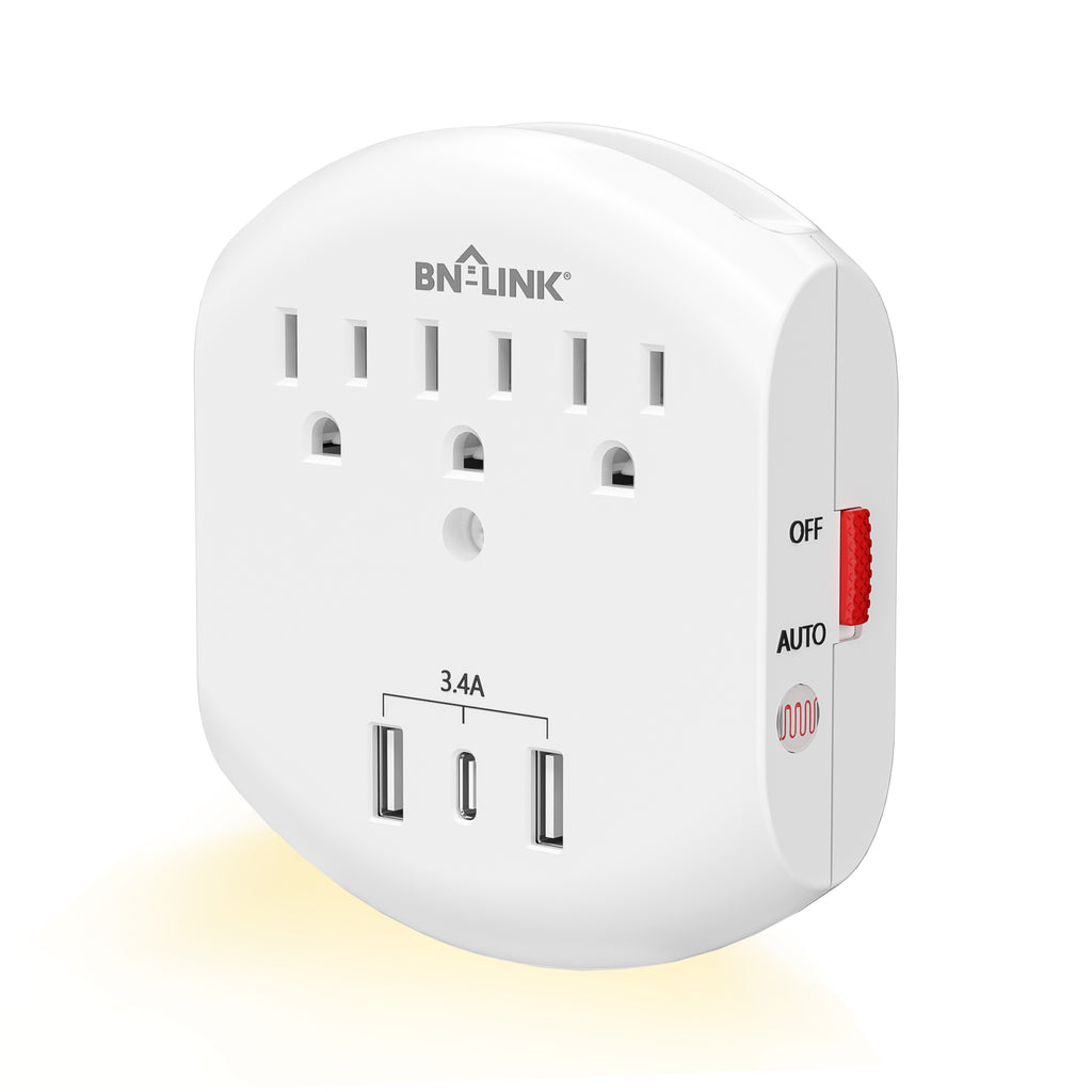 Multi Plug USB Wall Outlet Surge Protector with 3 Outlets, 3 USB Charg