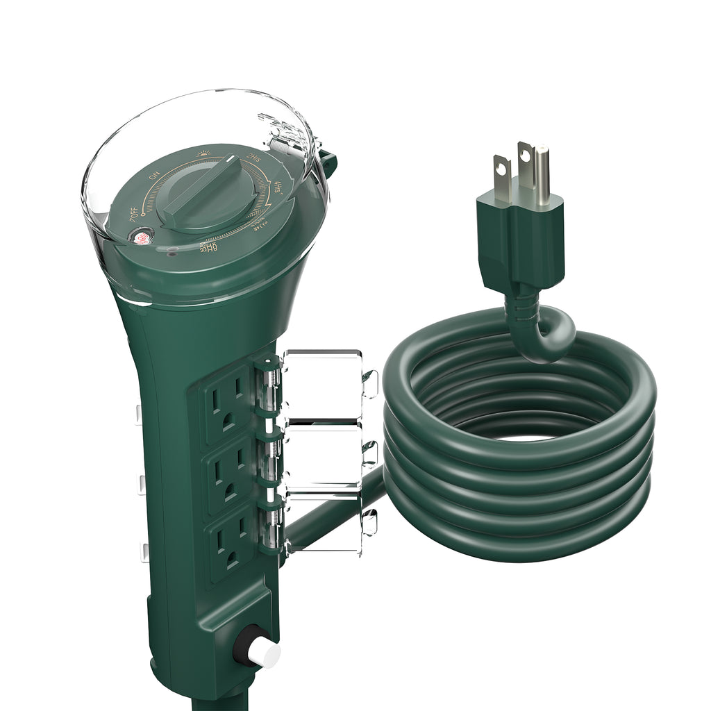 Outdoor Multi Socket Timer Yard Stake with Photocell Countdown Timer B