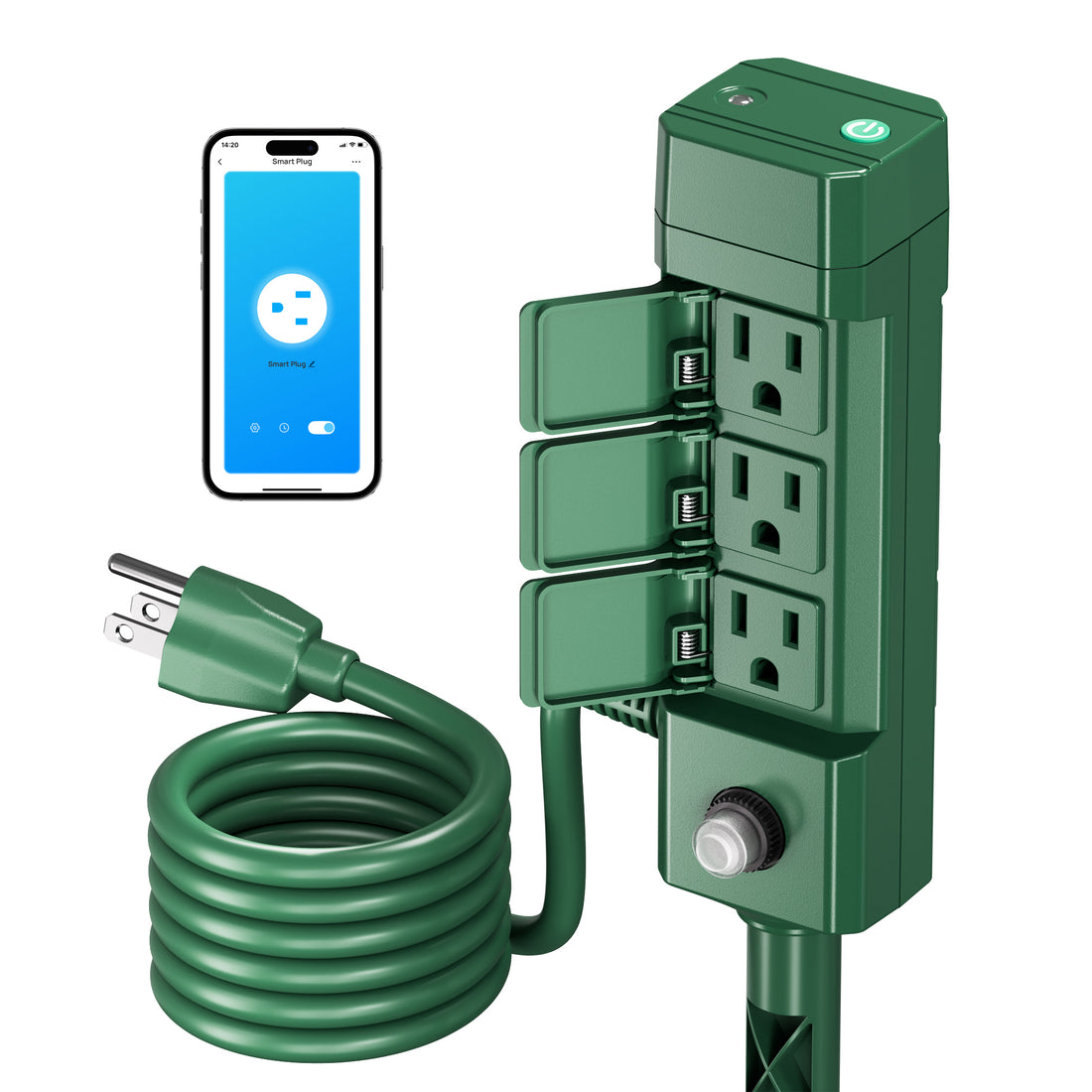 Outdoor Smart WiFi Timer Outlet Heavy Duty Yard Stake Compatible Funct
