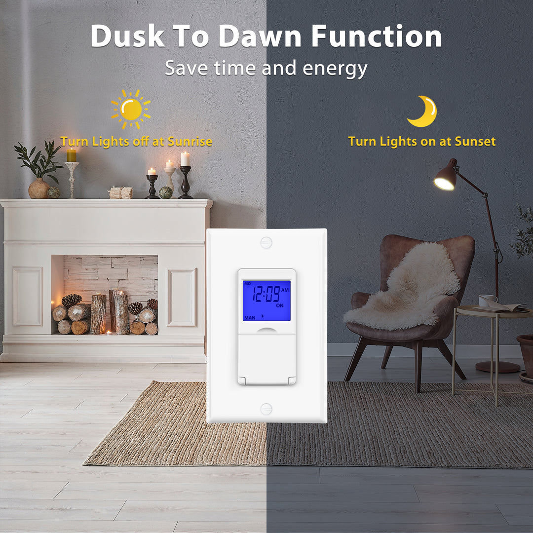 7 Day Programmable Astronomical in-Wall Timer Switch Neutral Wire Requ ...