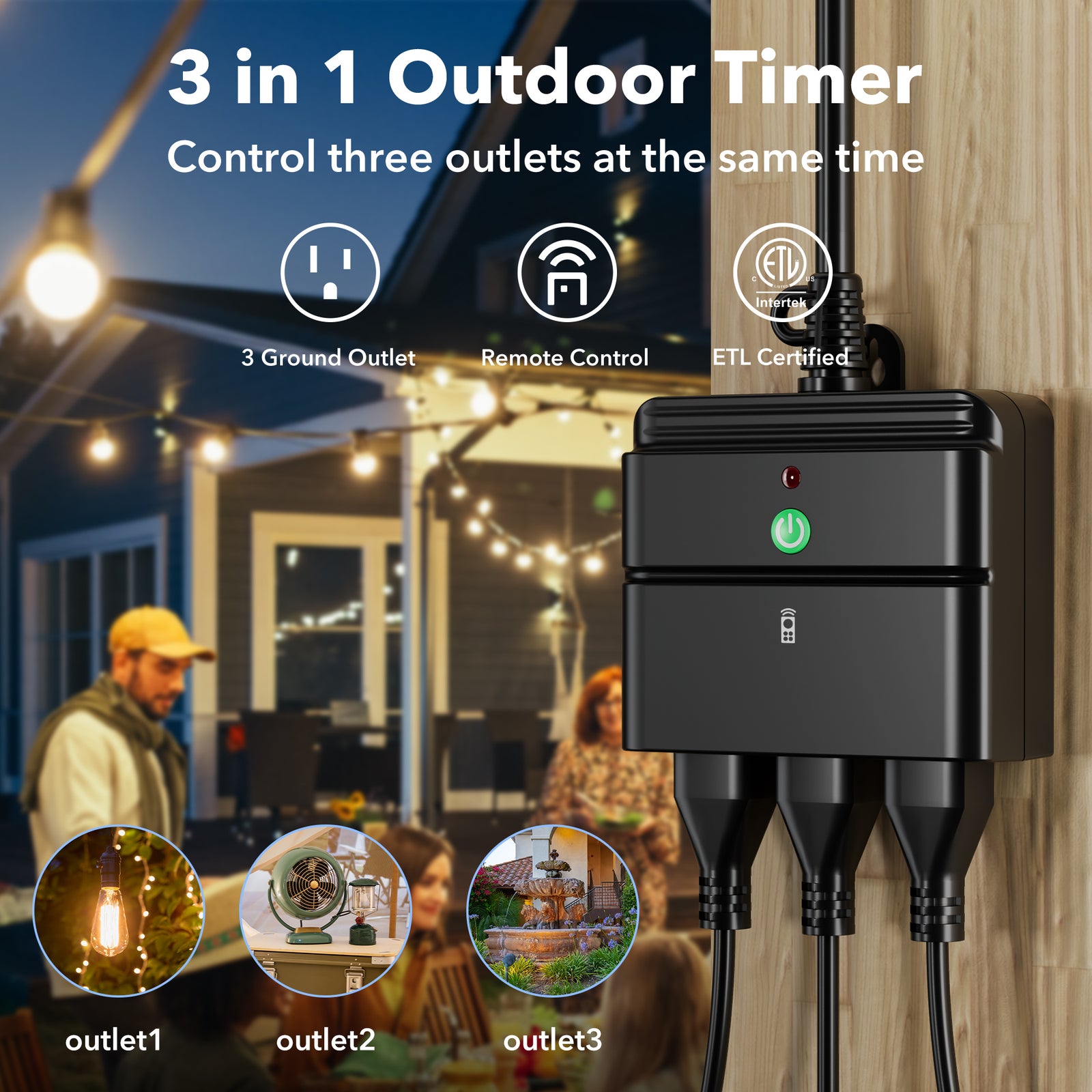 BN-LINK Outdoor Water Resistant Wireless Remote Control Electrical ...