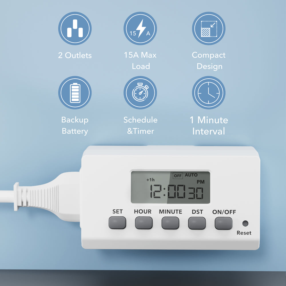 Mini Indoor Stackable 24-Hour Digital Outlet Timer 2 Pack BN-LINK