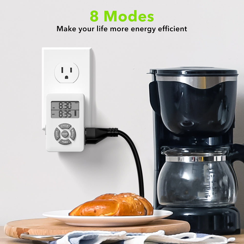 Digital Timer, Repeat Cycle Intermittent Timer Plug 24 Hour Programmab