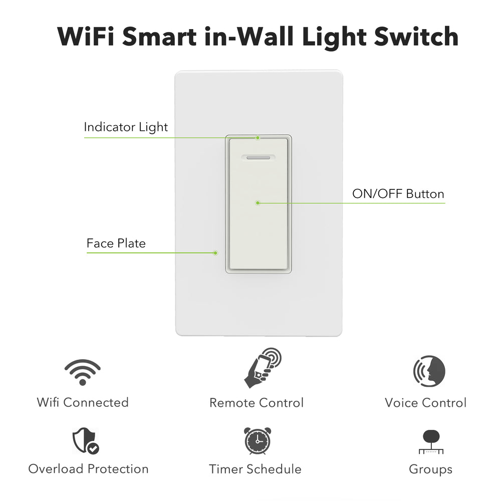 Smart WIFI In-Wall Light Switch with Timer Function BN-LINK