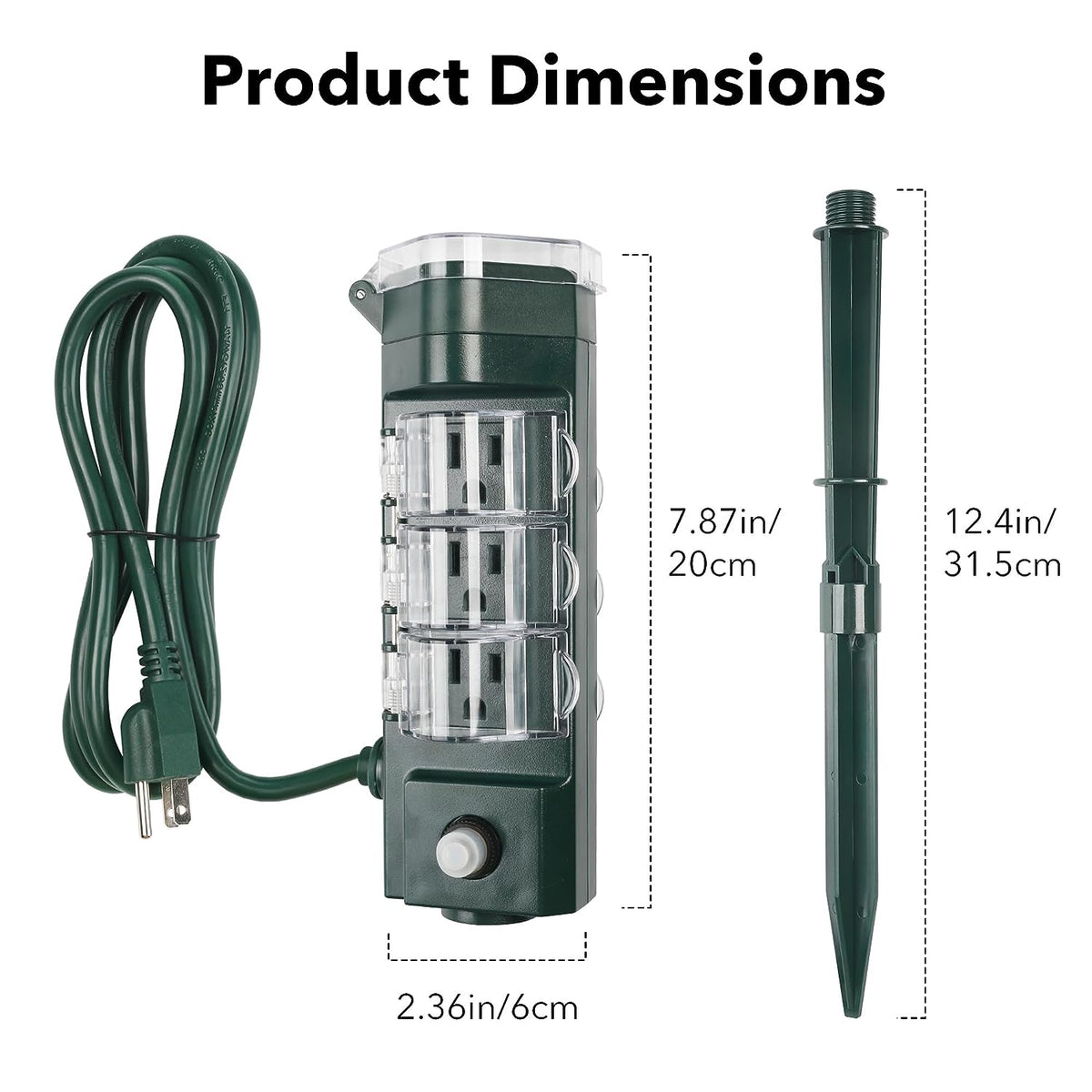 Outdoor Smart WiFi Plug Waterproof 6 Outlets Power Stake Timer with 6F