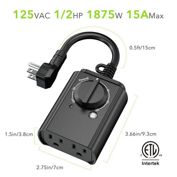 BN-LINK Outdoor 24-Hour Timer With Photocell Light Sensor Weatherproof ...
