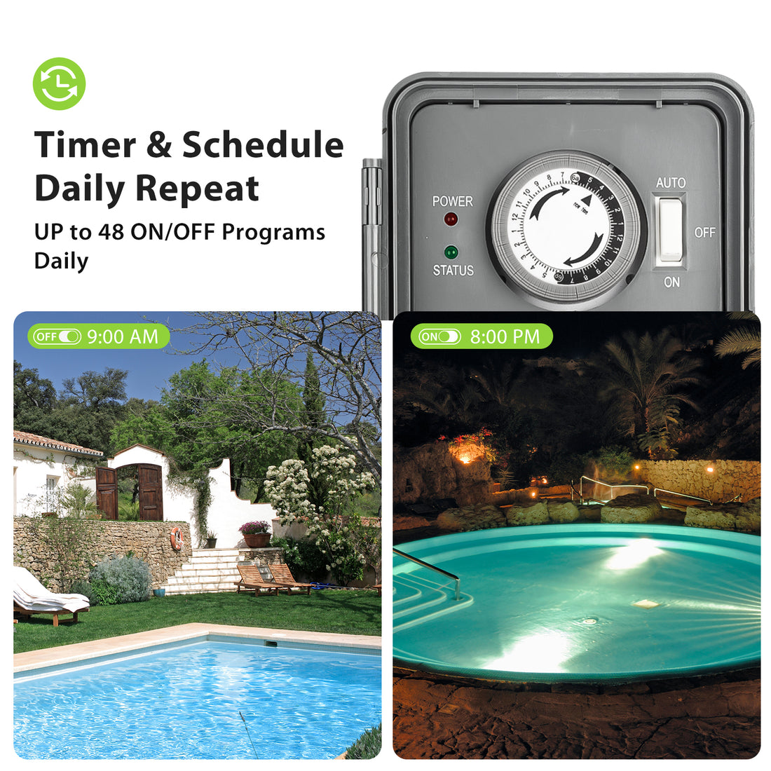 24 Hour Programmable Pool Pump Timer Heavy Duty Outdoor Mechanical Tim