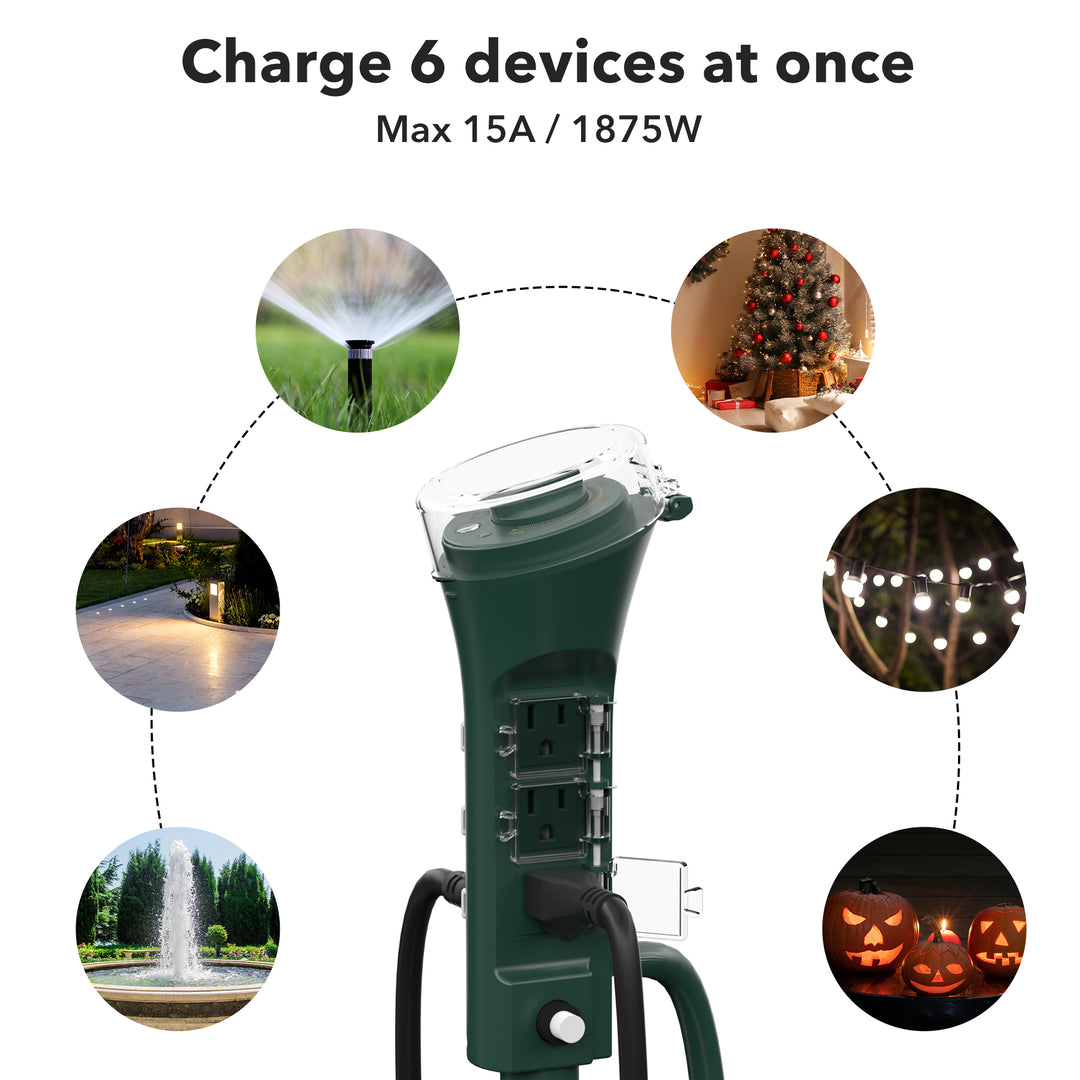 Outdoor Multi Socket Timer Yard Stake with Photocell Countdown Timer B ...