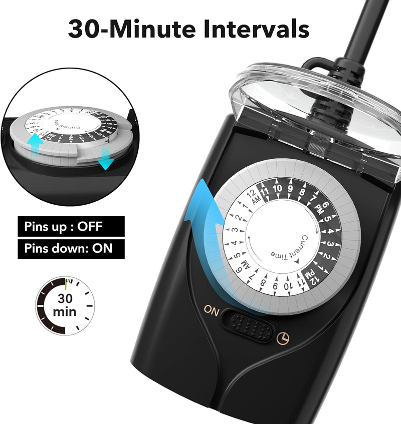 24 Hour Mechanical Waterproof Outdoor Timer With 2 Grounded HBN