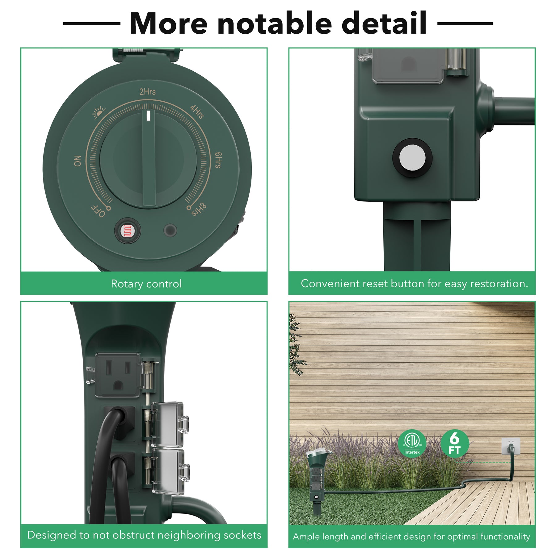 Outdoor Multi Socket Timer Yard Stake with Photocell Countdown Timer B ...