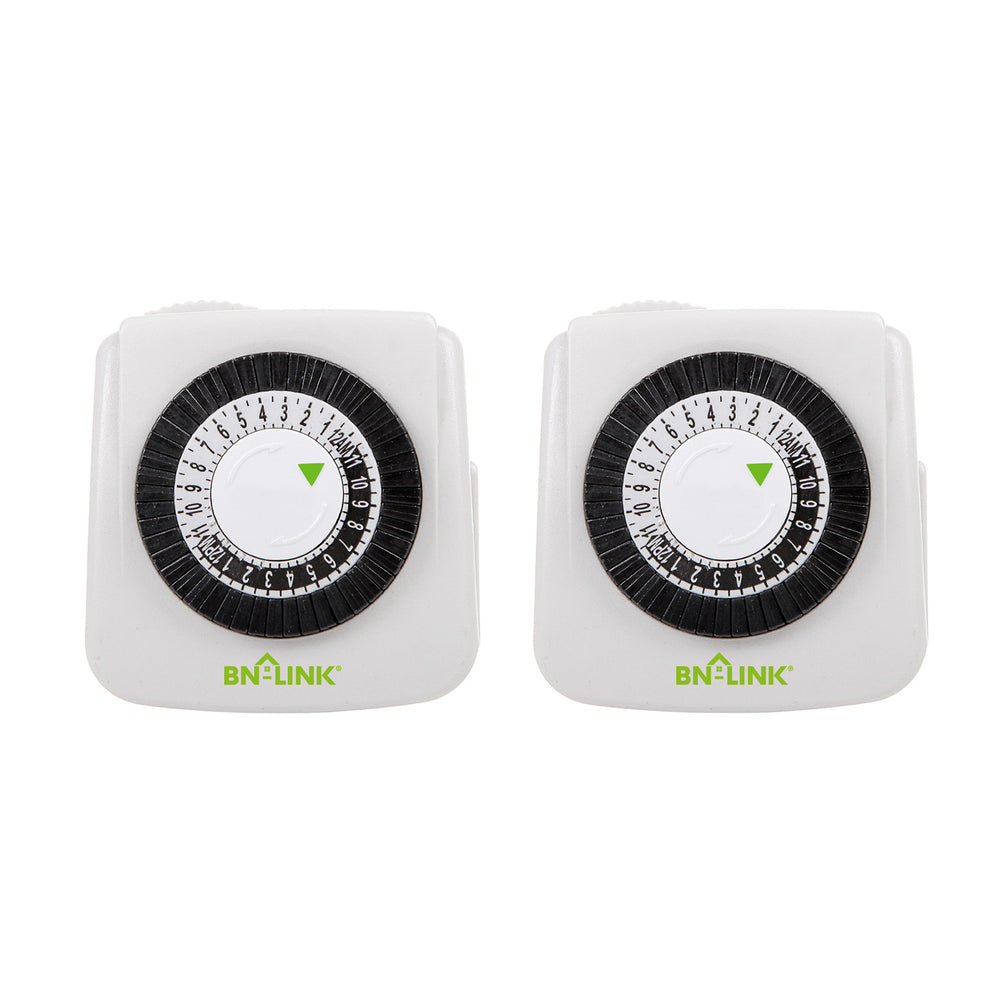 BN-LINK Mini Indoor 24-Hour Mechanical Outlet Timer 2 Prong 2-Pack