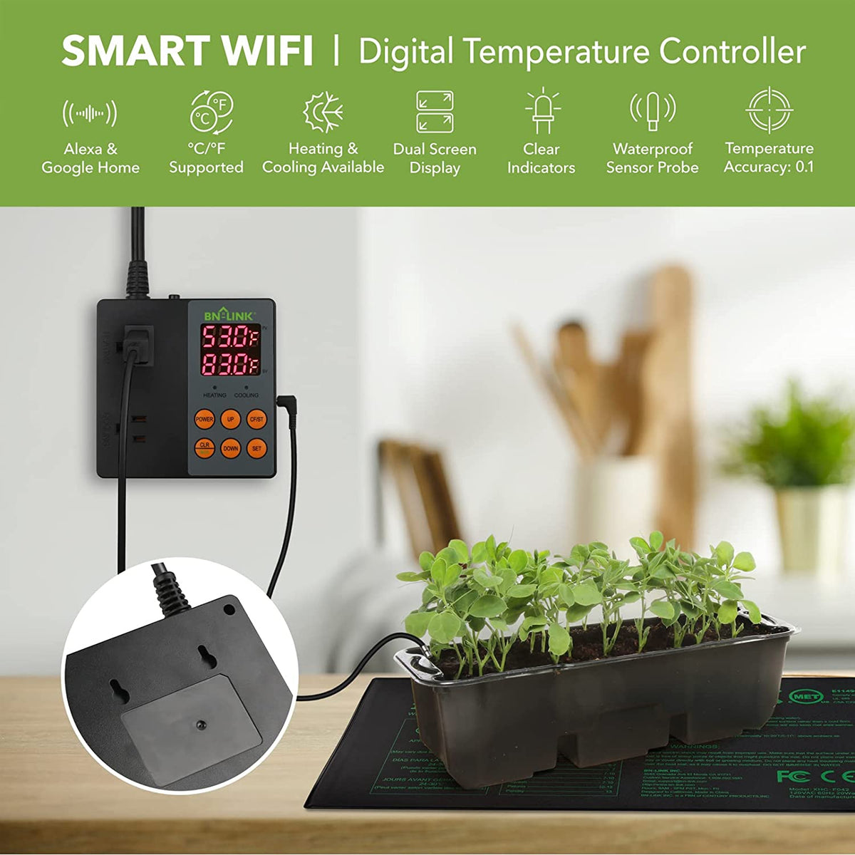 Smart WiFi Temperature Controller Heating Cooling Works with Alexa and