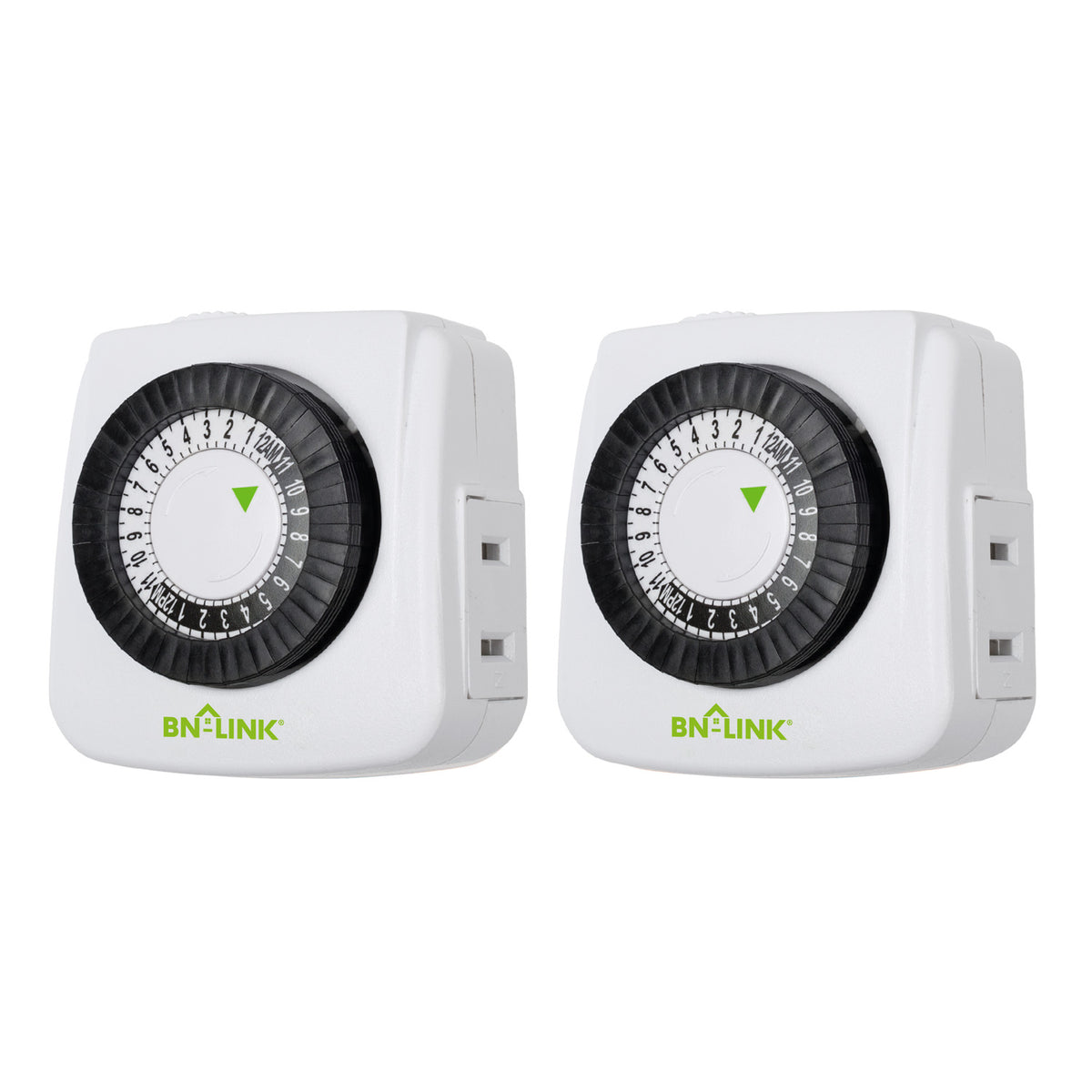 BN-LINK Mini Indoor 24-Hour Mechanical Outlet Timer 2 Prong 2-Pack