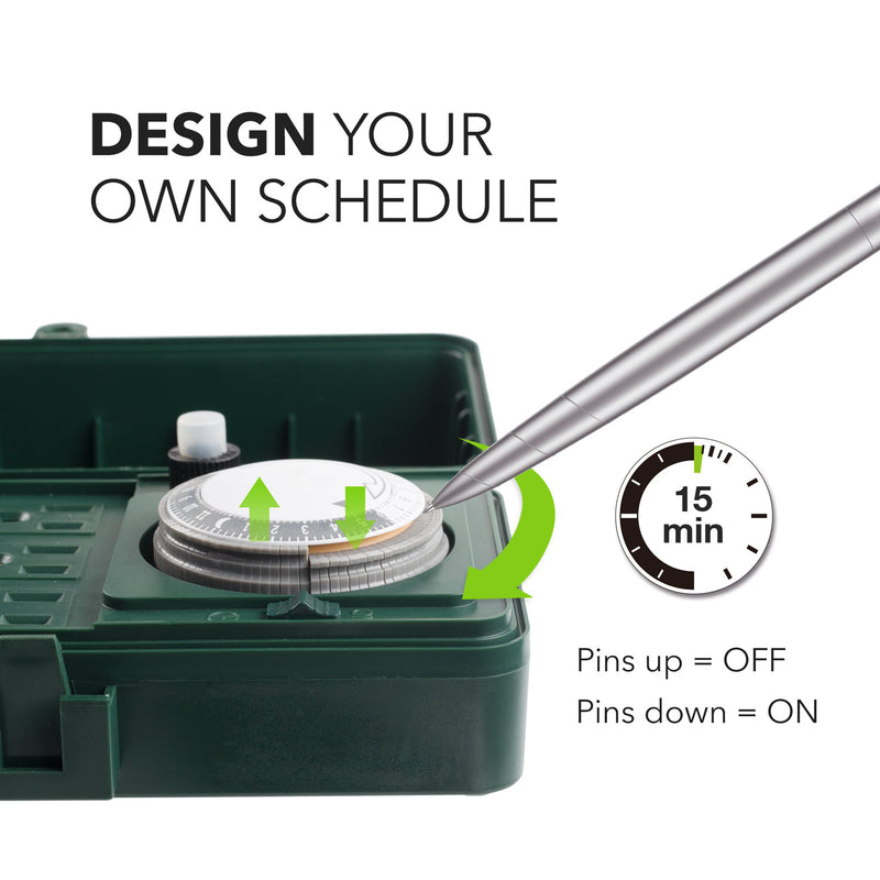 24 Hour Mechanical Outdoor Multi Socket Timer 6 Outlet Garden Power St