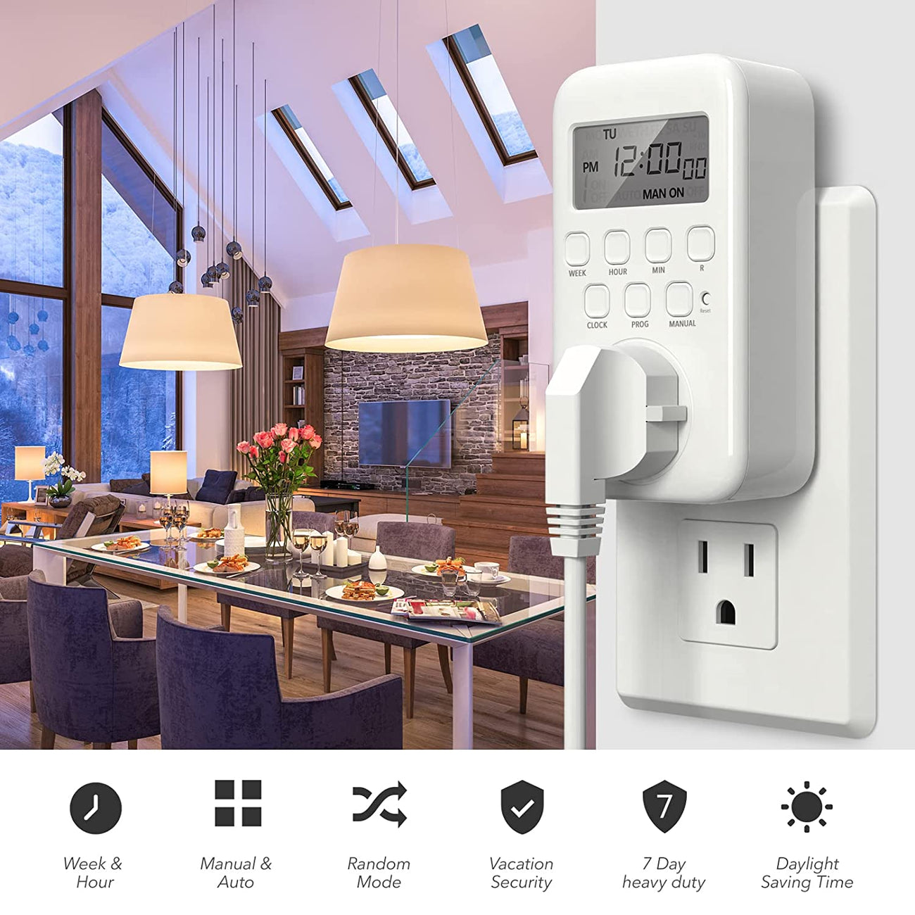 Digital Outlet 7 Day Heavy Duty Programmable 3-Prong Grounded BN-LINK