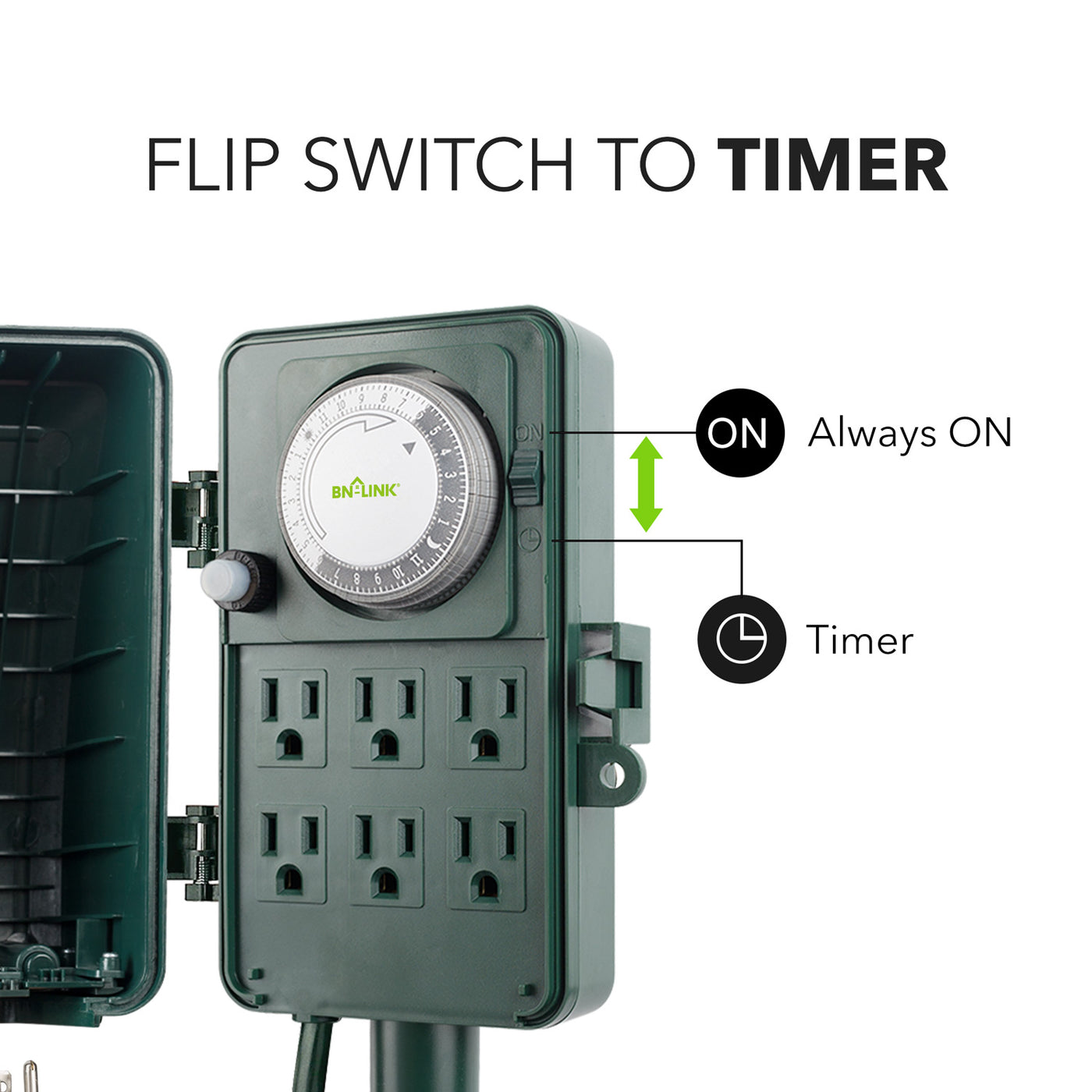 24 Hour Mechanical Outdoor Multi Socket Timer 6 Outlet Garden Power St
