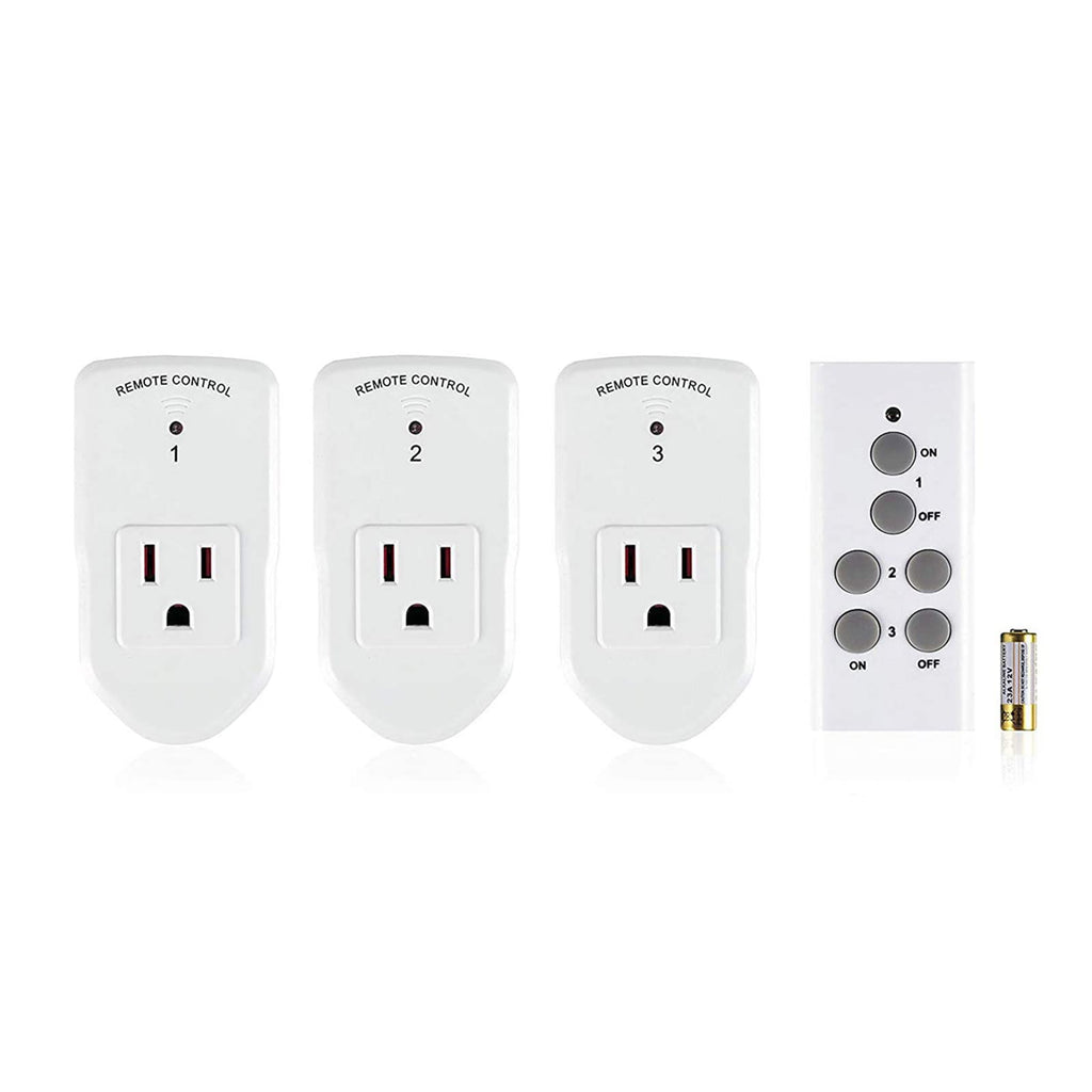 Wireless Remote Control Outlet (Learning Code, 3Rx-1Tx) 1200W/10A BN-L