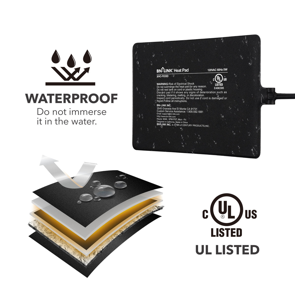 Pet Heating Pad Electric Indoor Waterproof for Reptiles, 6" x 8" inch