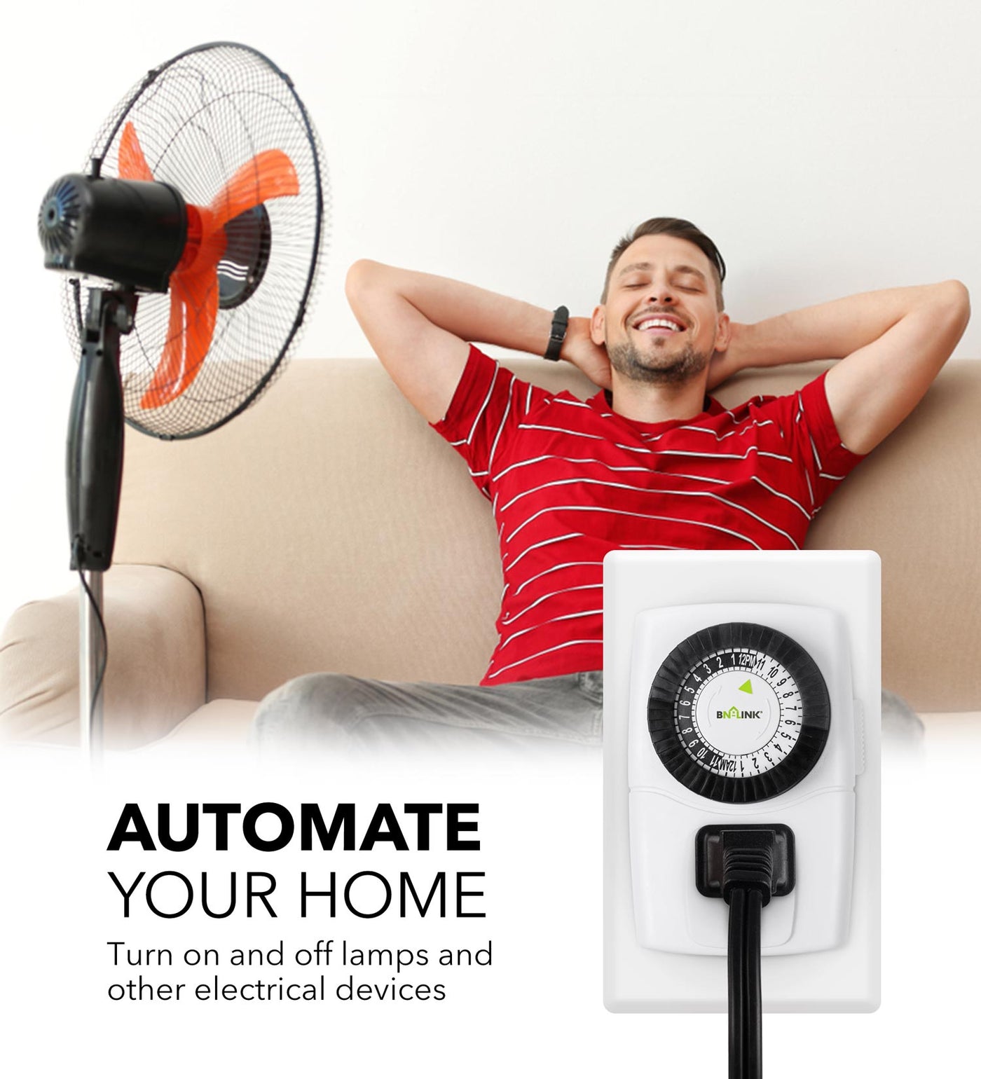 BN-LINK Indoor 24-Hour Mechanical Outlet Timer 3 Prong 2-Pack