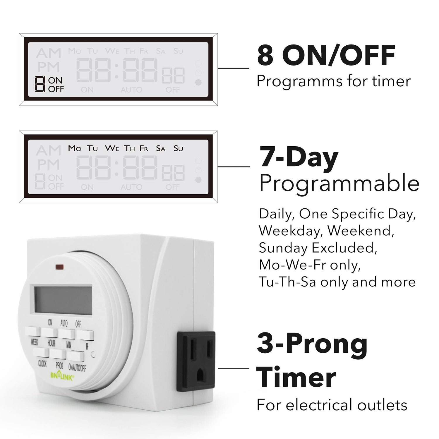 7 Day Heavy Duty Digital Programmable Timer BN-LINK