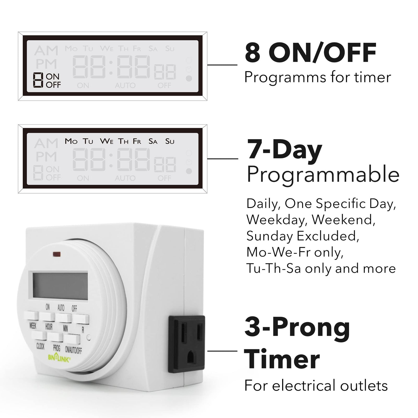 7 Day Heavy Duty Digital Programmable Timer BN-LINK